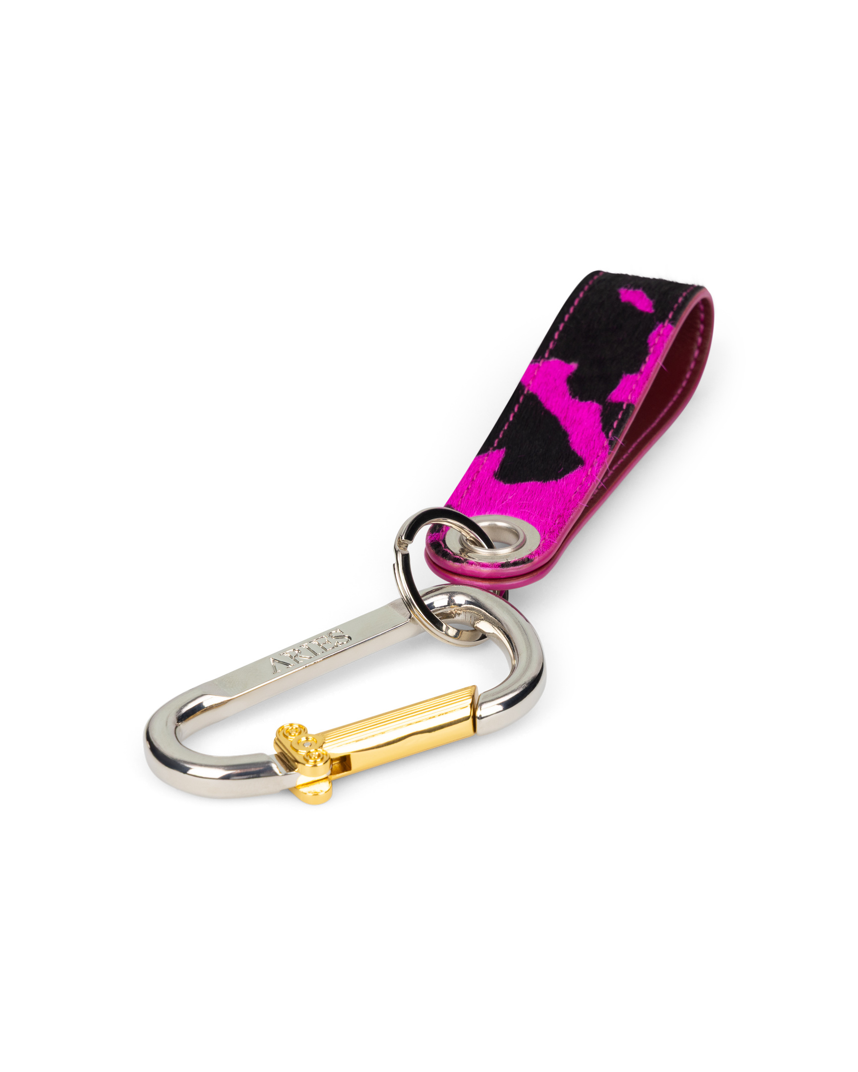Column Carabiner Cow Print Pony Keychain Pink – Aries