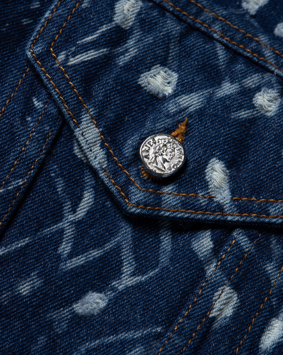 Laser Chain Mail Trucker Jacket Indigo – Aries